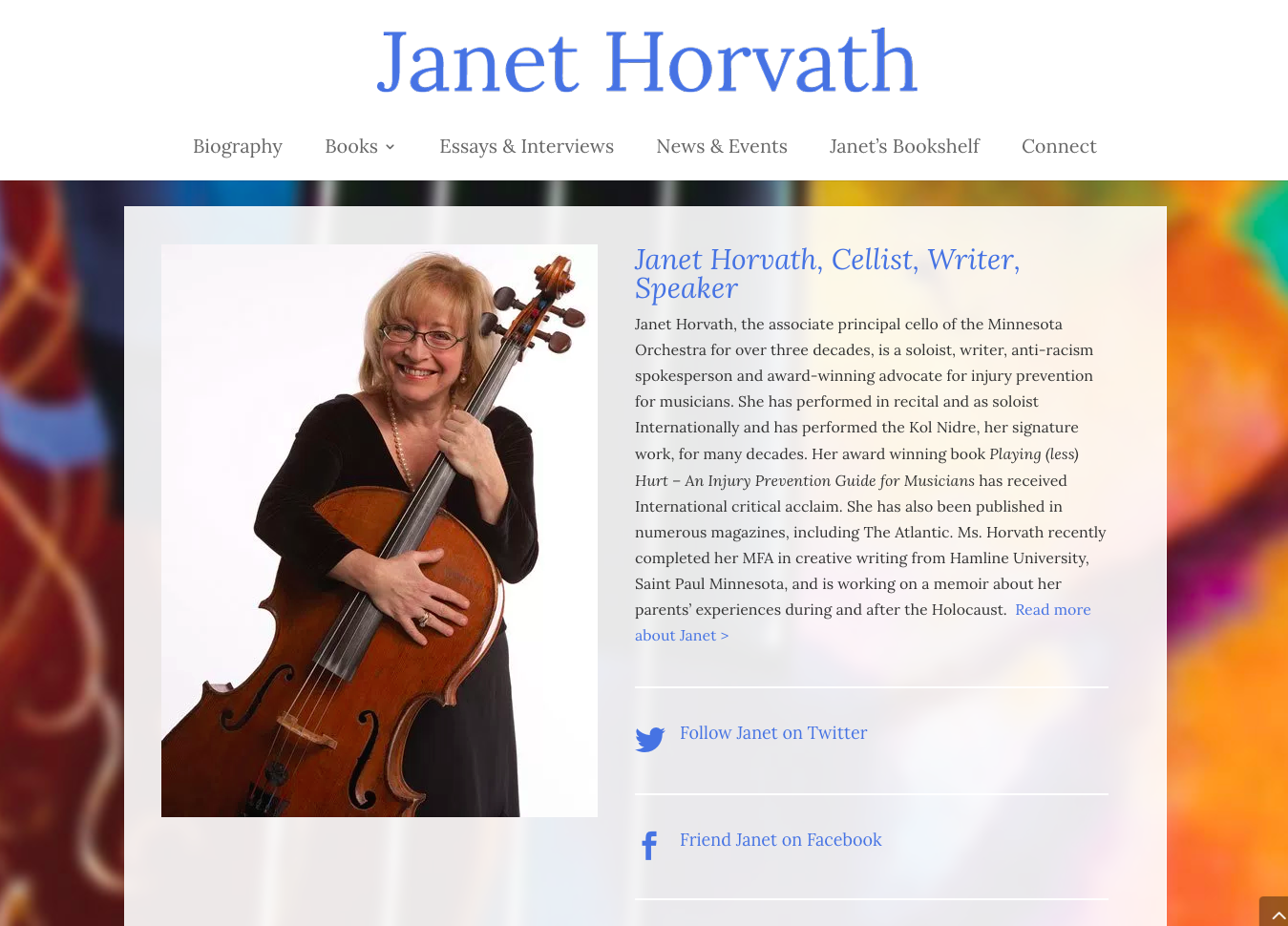 Connect | Janet Horvath, Cellist, Writer, Speaker